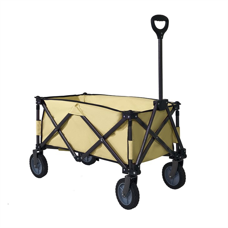 Four Wheels Beach Folding Trolley Strong Steel Frame Wagon Factory